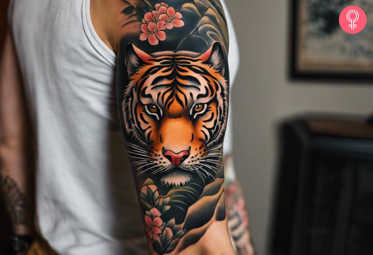 Japanese Tiger Sleeve Tattoo: Bold Symbol of Strength and Tradition